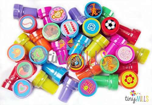 TINYMILLS 50 Pcs Assorted Stampers for Kids - Birthday Party Favors
