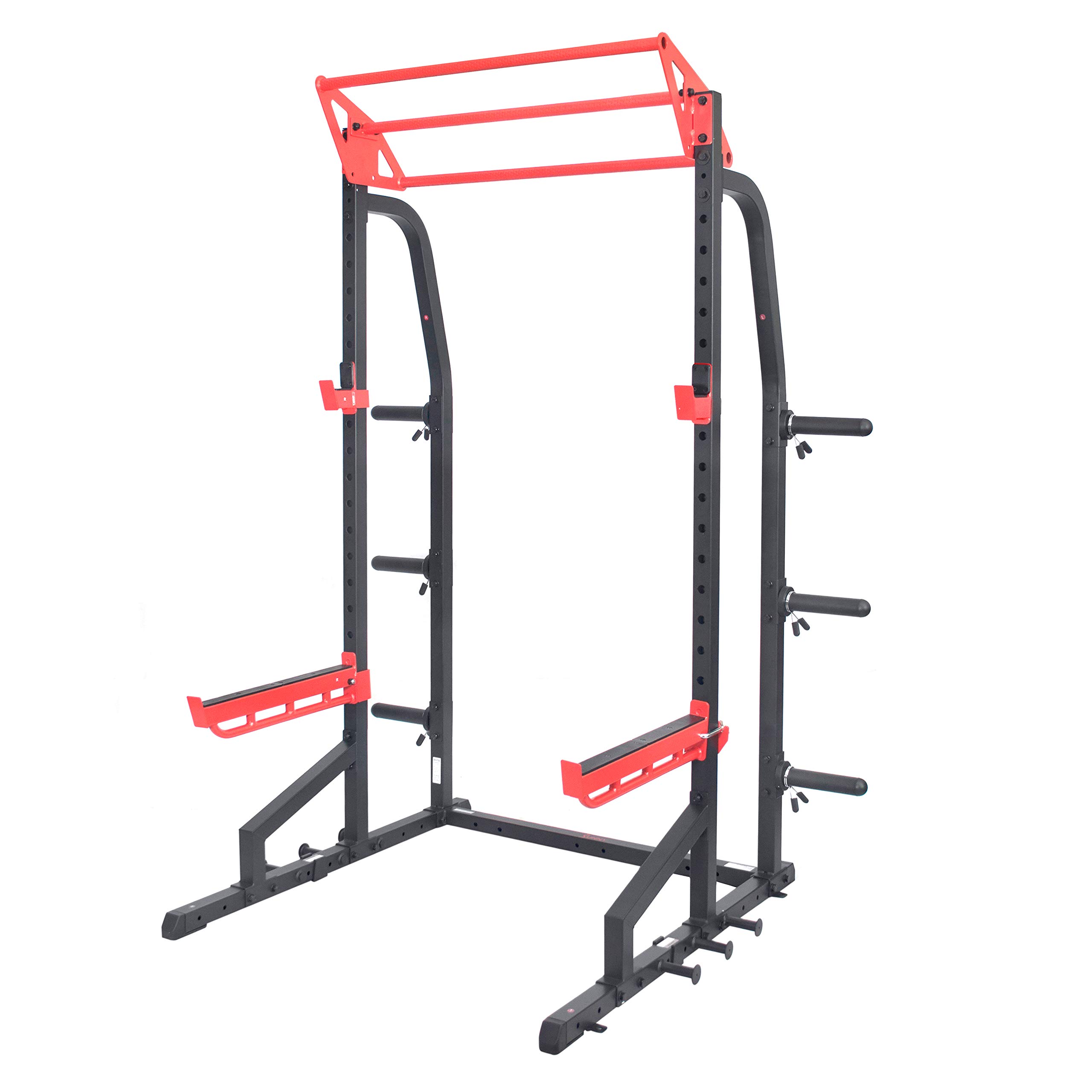 Sunny Health & Fitness Power Zone Half Rack Heavy Duty Performance Power Cage with 1000 LB Weight Capacity – SF-XF9933, Black