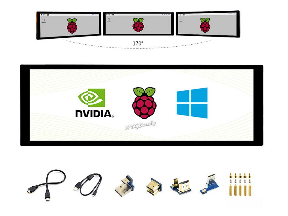 XYGStudy for Raspberry Pi 7.9 inch IPS Capacitive Touch Screen HDMI LCD Display Monitor 400×1280 Toughened Glass for Jetson Nano Raspberry Pi 4 3 Raspbian Ubuntu Kali WIN10 IoT Retropie Driver Free