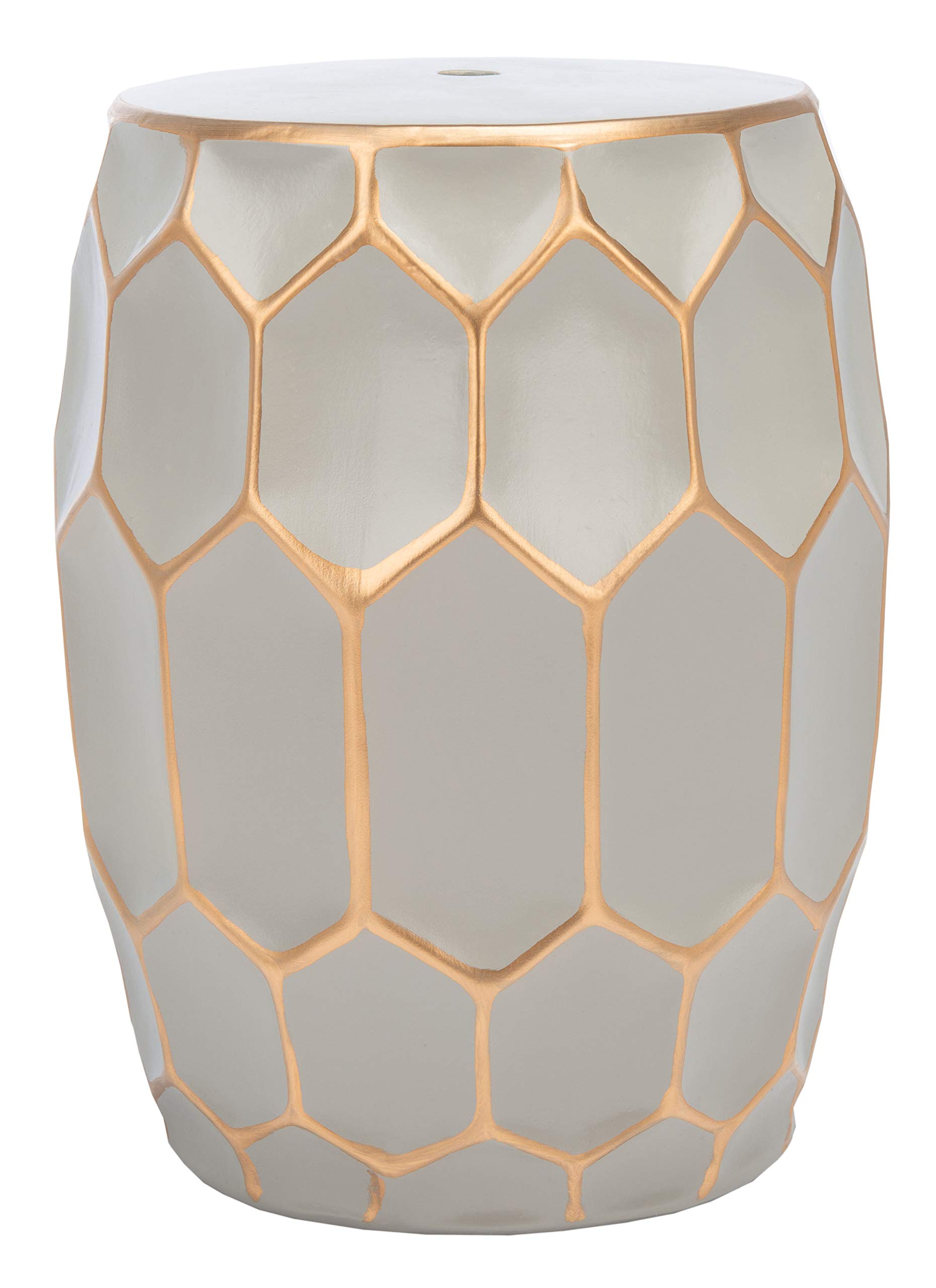 Safavieh Home Collection Nanda Grey/Gold Ceramic Decorative Garden Stool ACS5207A