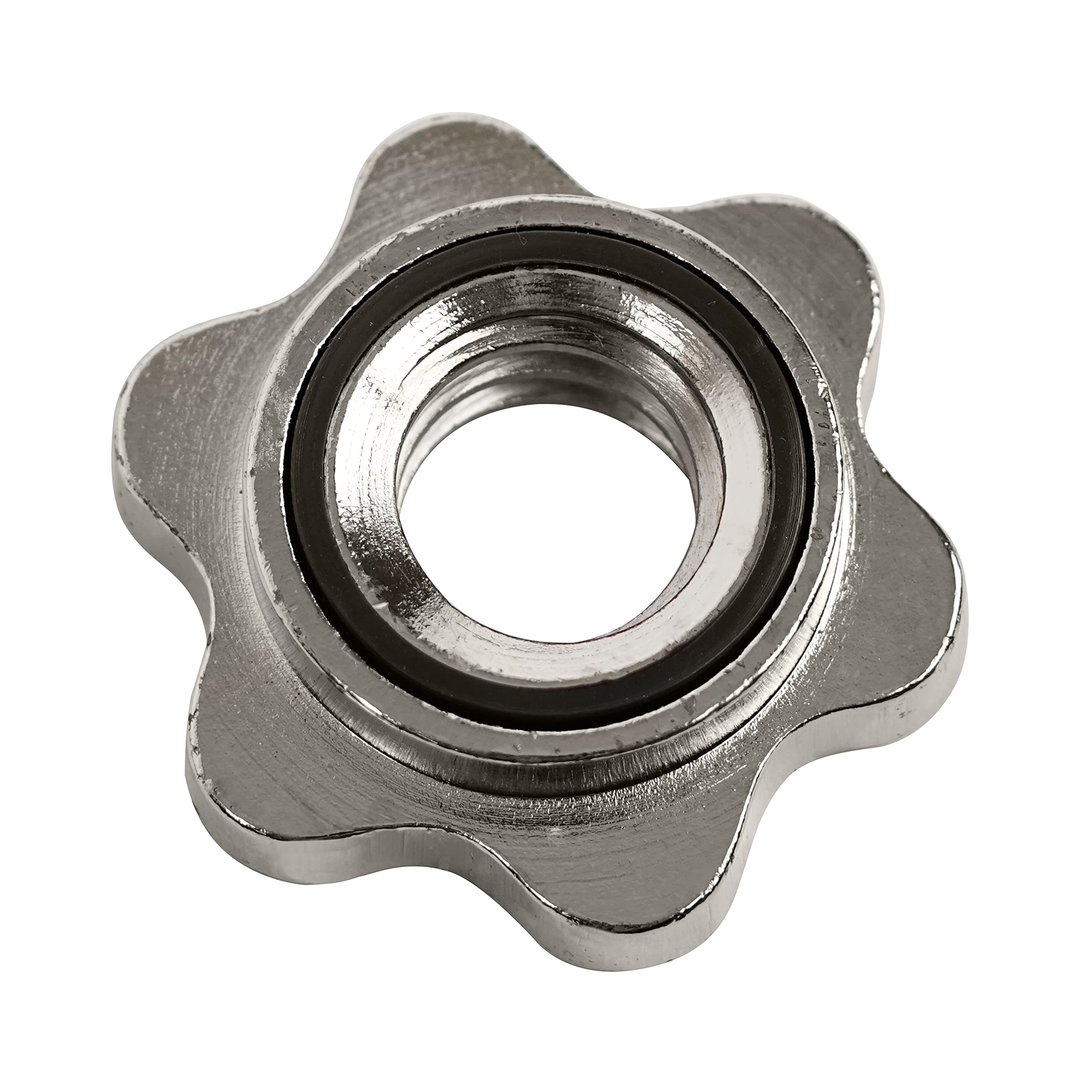 Sunny Health & Fitness 47 in Threaded Chrome Curl Bar with Ring Collars - STCB-47, grey