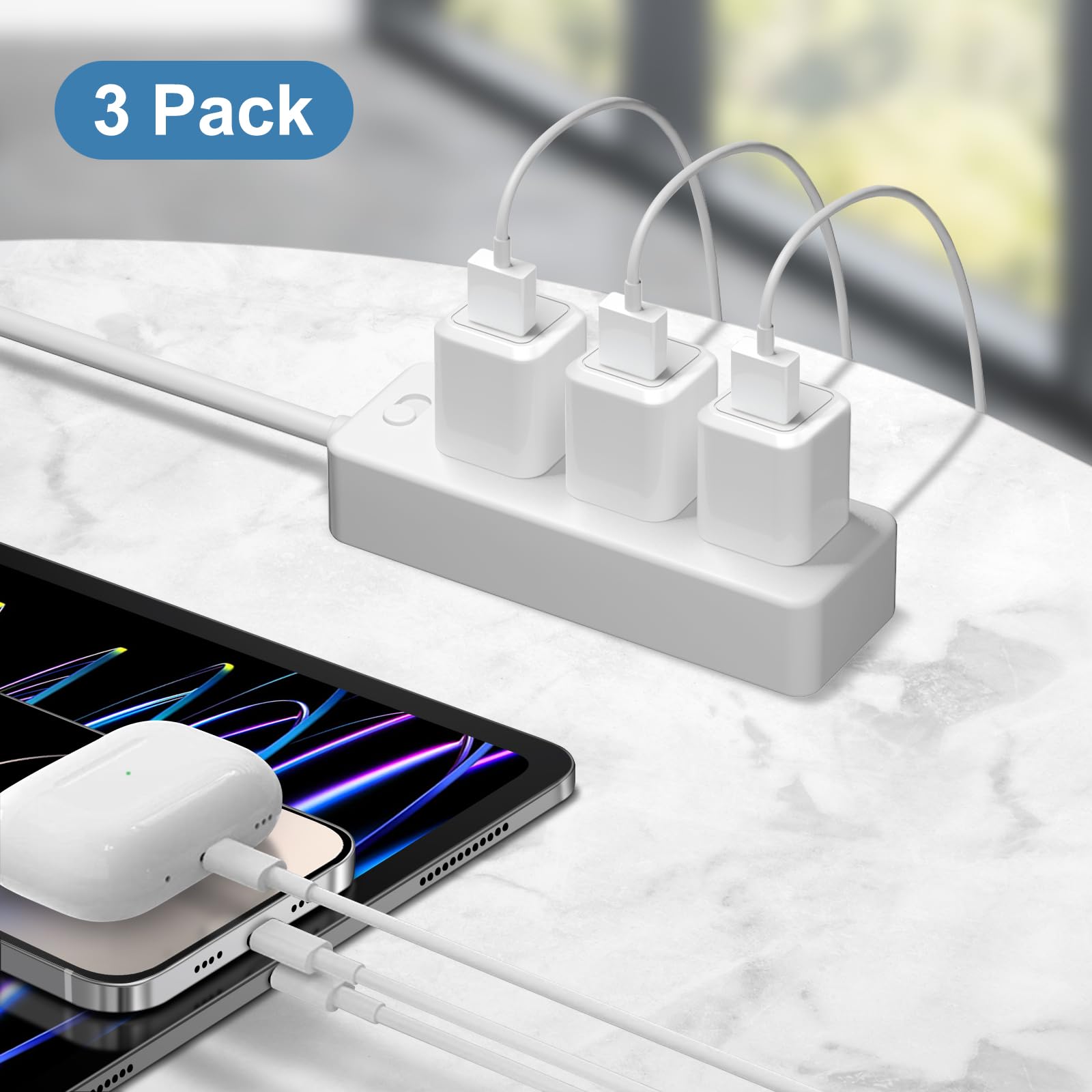 ROMITAZ iPhone Charger 3-Pack Fast Phone Charger USB Fast Cable Compatible with iPhone 14/14 Plus/14 Pro/14 Pro Max/13/13Pro/12/12 Pro/11/11Pro/XS/Max/XR/X/8,iPad