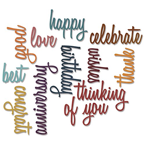 Sizzix SIZ660223 Tholtz Thinlits Die Celebration Words Scrpt Tholtz Thinlits Die , White
