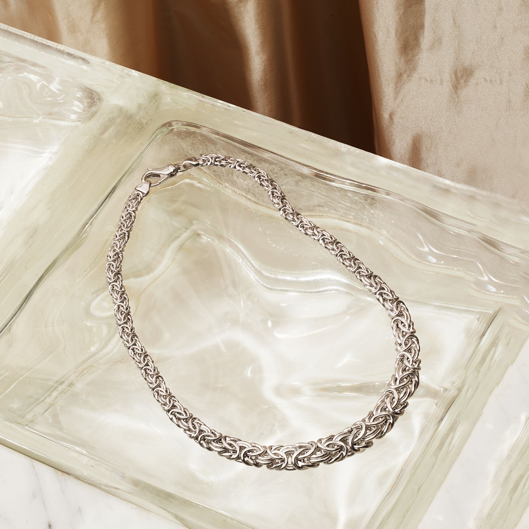 Ross-Simons Sterling Silver Graduated Byzantine Necklace. 18 inches