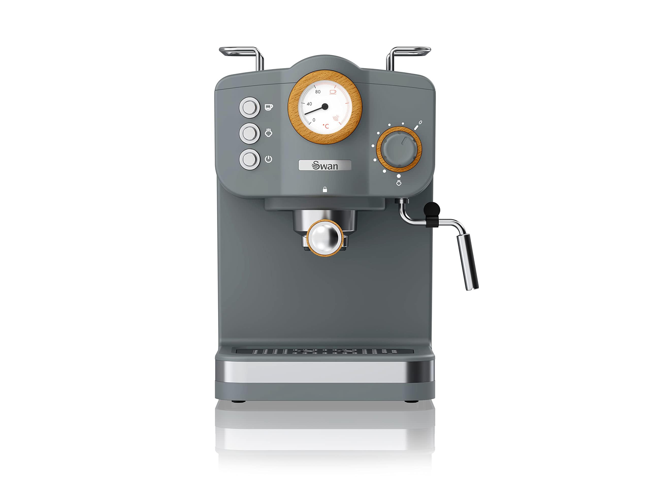Swan Nordic Espresso Maker Machine, 15 Bars of Pressure, Milk Frother, 1.2L Tank, Scandi Style Matte Finish Slate Grey (SK22111GRYN)