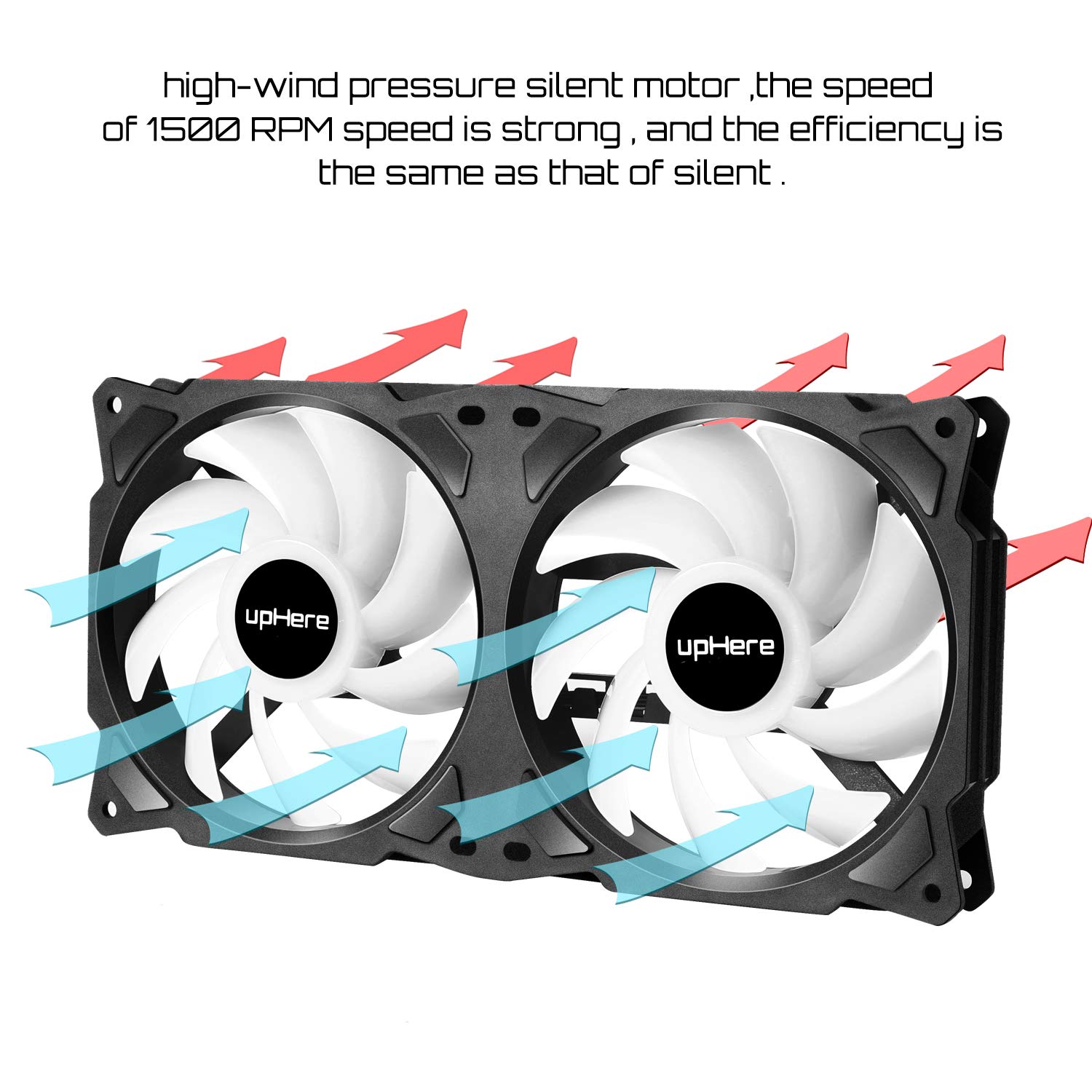 upHere PF240CF 240mm Quiet Edition High Airflow Colorful LED Case Fan,Hydraulic Bearing,Cable Management and PWM Control Fan