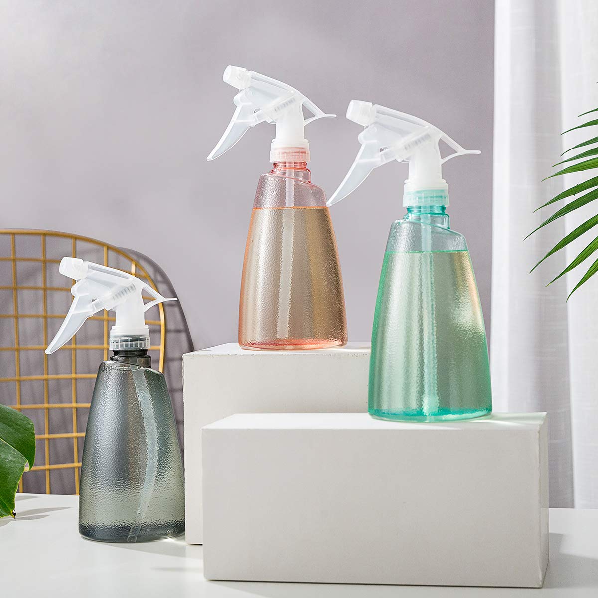 REPUGO Empty Plastic Spray Bottles(3 pack)–17oz Spray Bottle, Squirt Bottle, Plastic Spray Bottles for Cleaning Solutions, Hair, Essential Oil, Plants, Refillable Sprayer with Mist and Stream Mode