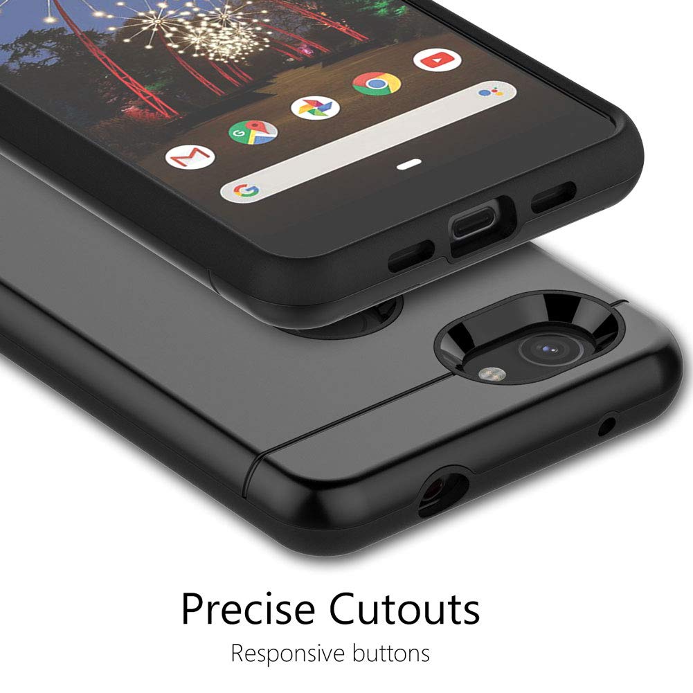 Teelevo Wallet Case for Google Pixel 3a XL, Dual-Layer Case with Hidden Card Storage and Kickstand for Google Pixel 3a XL, Matte Black