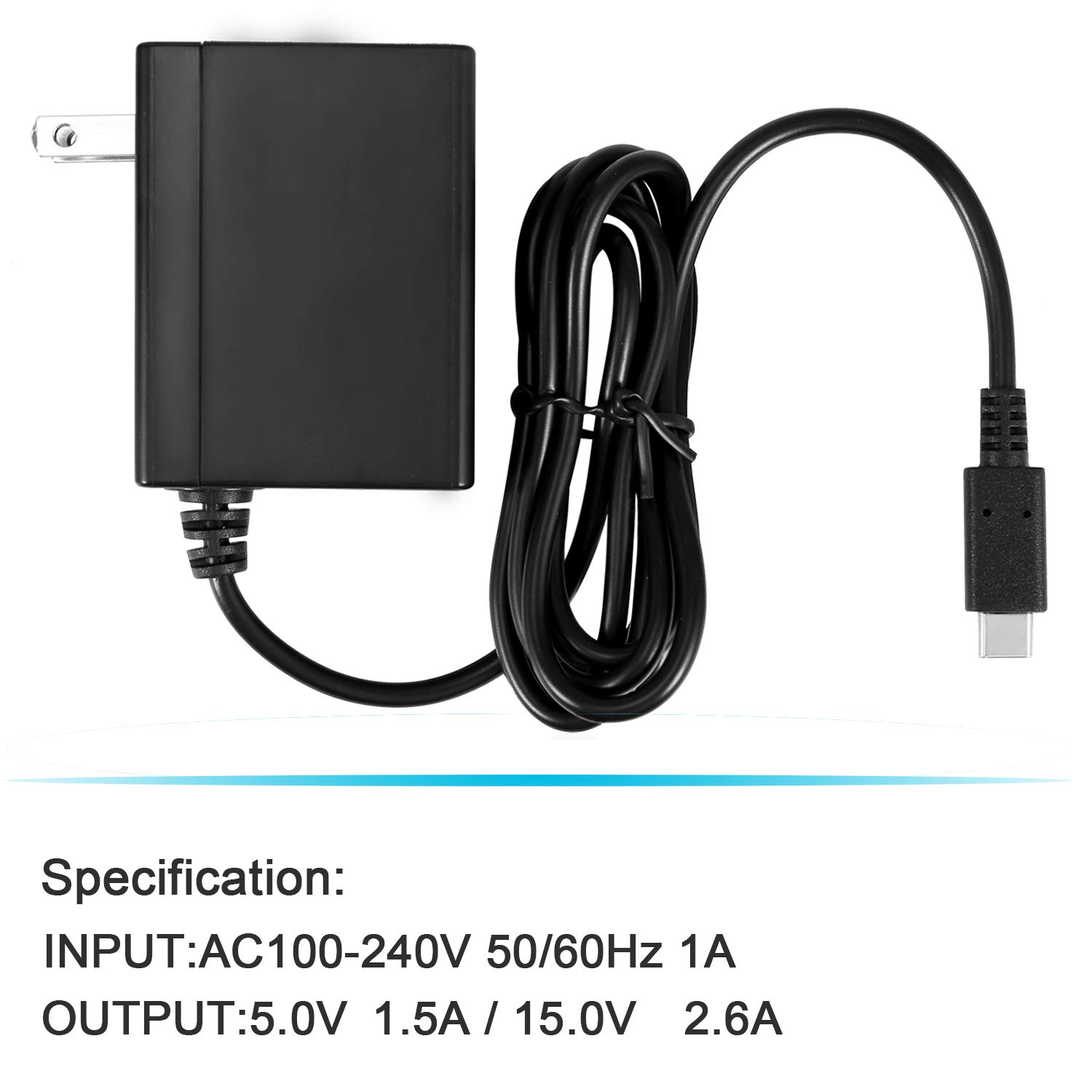 Switch Charger, Fast Travel Wall Charger AC Adapter Power Supply 15V 2.6A Fast Charging Kit for Nintendo Switch Switch/Switch Lite/Switch OLED, Support TV Mode