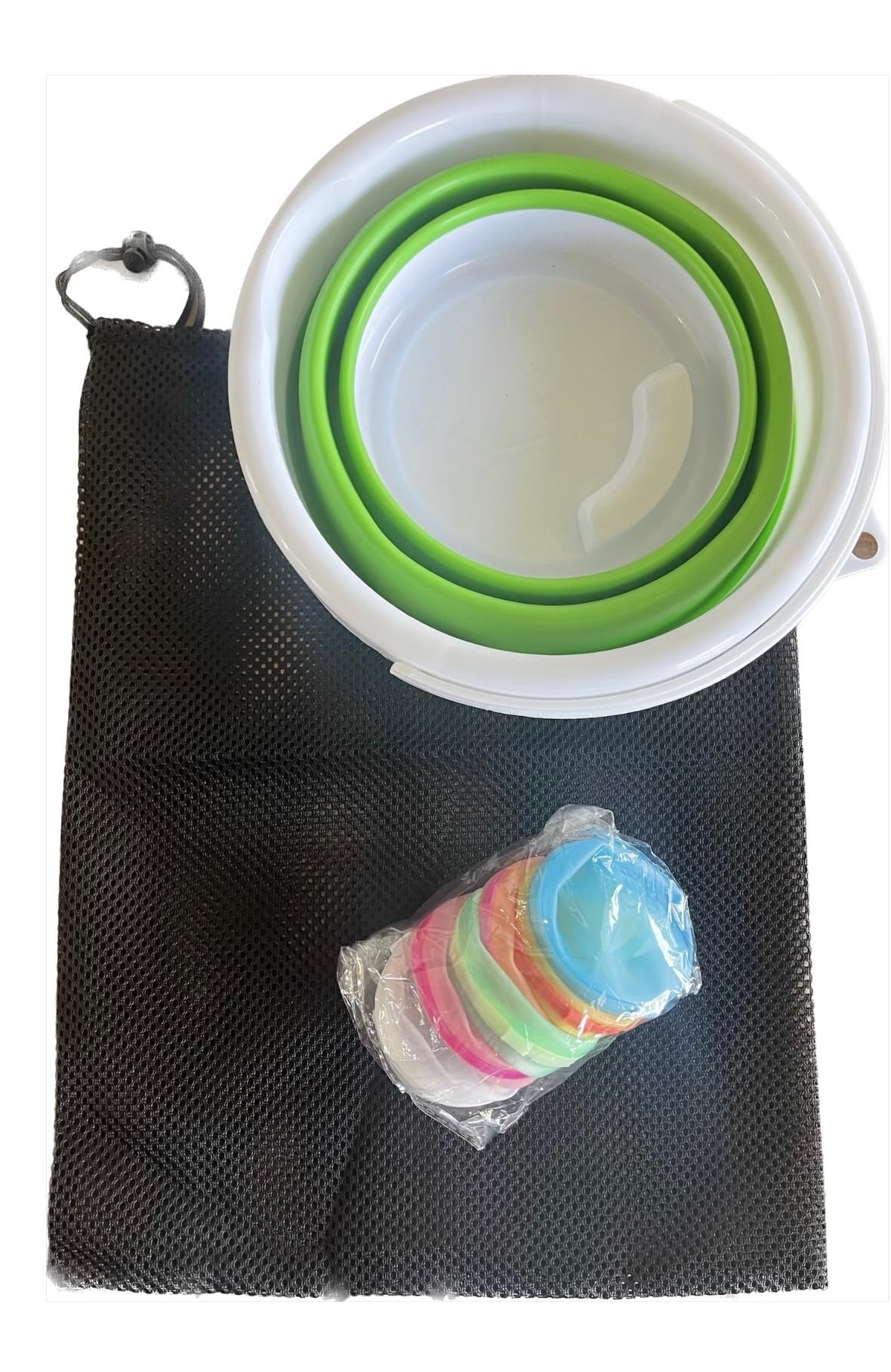 Resealable Water Balloons w/Durable Magnetic Seal/Reusable Water Bomb Splash Balls[Bundle 3 Items] 6 Pack Color Variation),Collapsable Water Bucket For Easy Travel/Water Access (Green), W/Mesh Bag