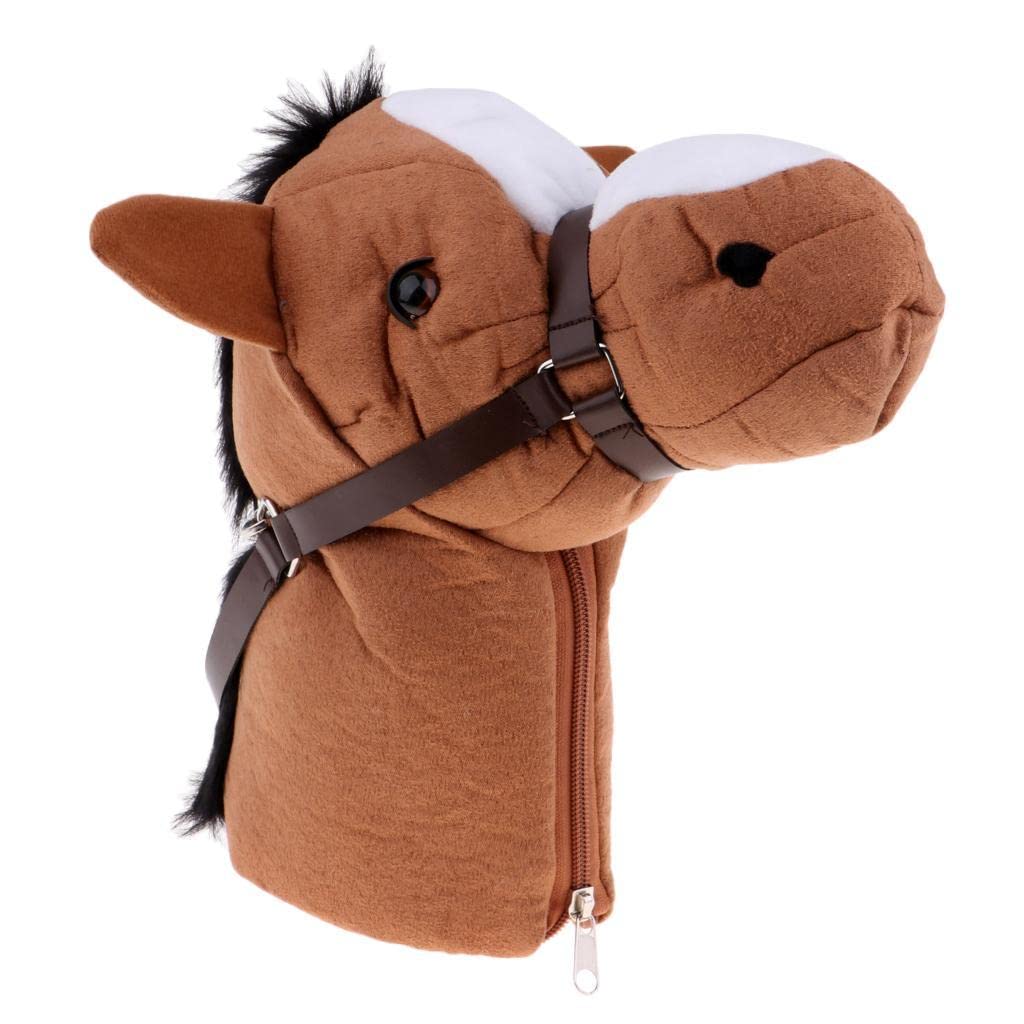 shamjina Cuddly Horse Golf Racket Hood Racket Headcover Golf Club Hood Brown