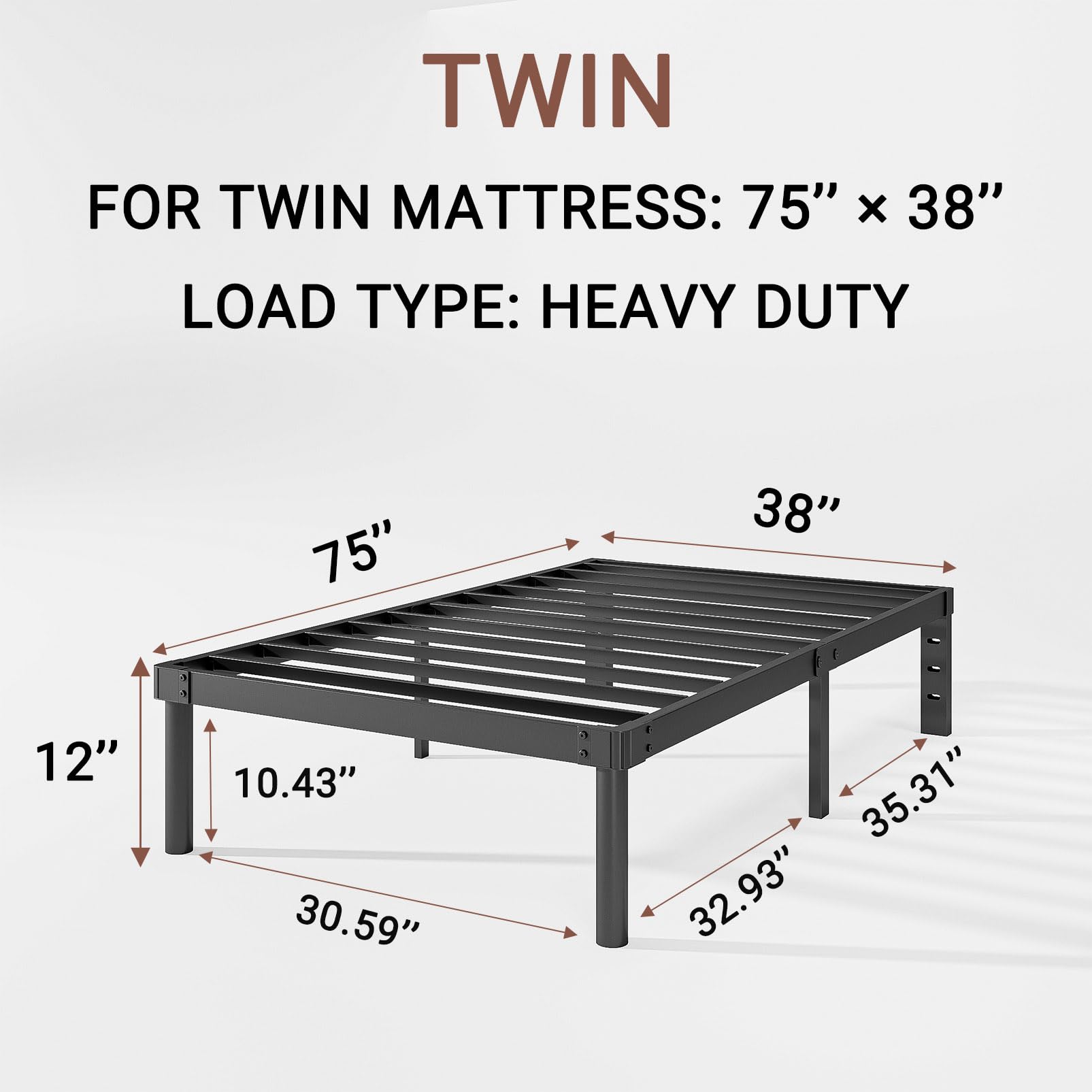 SunnyDaze 18 Inch High Platform Twin Bed Frame No Box Spring Needed, Metal Bed Frame Twin, Heavy Duty, Easy Assembly, Noise Free, Black