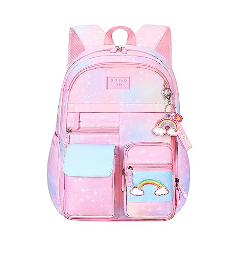 SAMAHBOE Backpack for Girls,School Backpack for Girls Pink Kawaii Backpack Cute Rainbow Bookbag Girls Backpack Pink