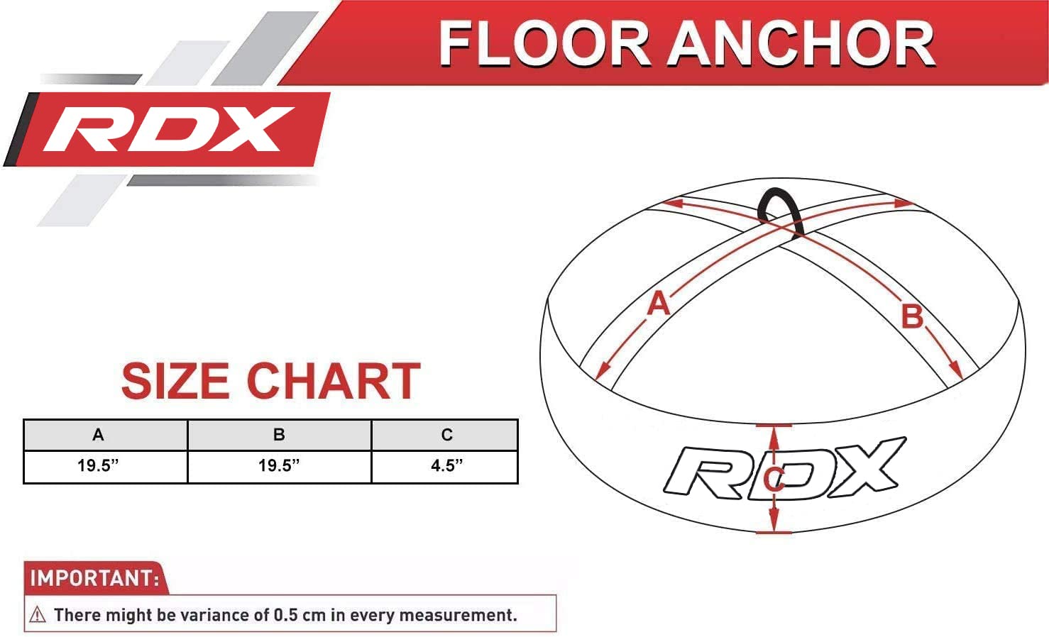 RDX Floor Anchor for Punch Bag Double end Speed ball, Non Tear Maya Hide Leather, Heavy Duty D Ring, Easy Zipper Closure, Maximum Swing Reduction for Boxing MMA, Muay Thai, Kickboxing Training Bags