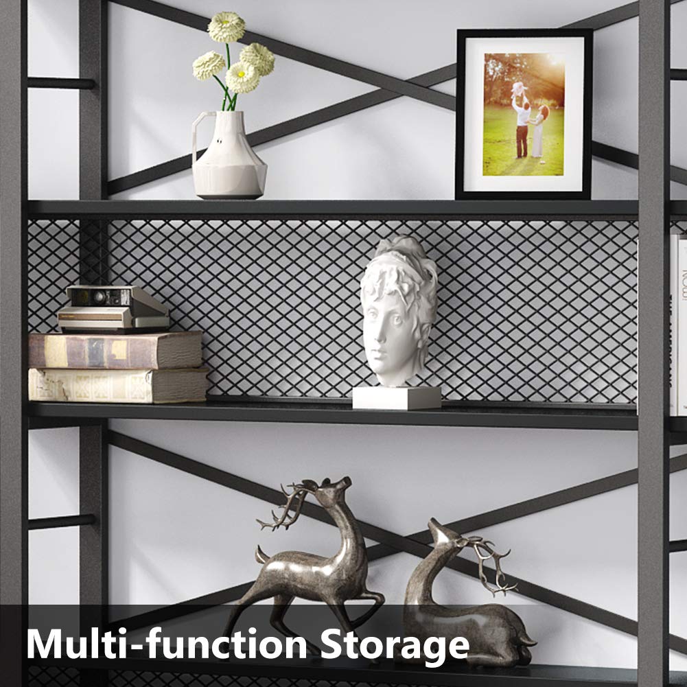 Tribesigns 5-Shelf Bookshelf with Metal Wire, Modern Industrial Bookcase Display Shelf Storage Organizer with Metal Frame for Home Office, 47.2 L x 9.4 D x 71 H (Black)