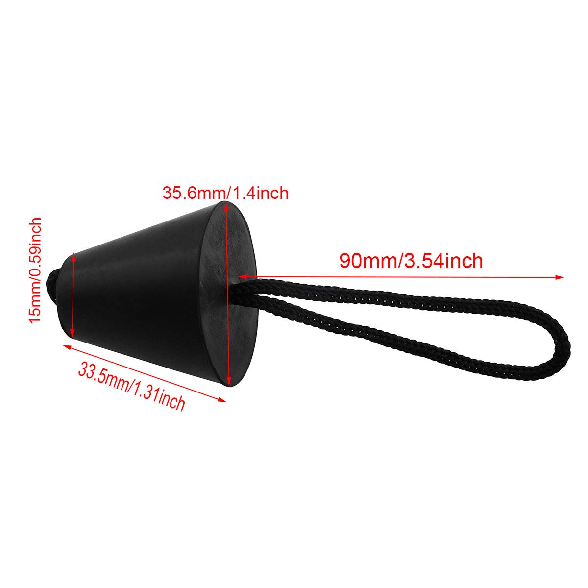 ZRM&E 2pcs Universal Kayak Scupper Plugs Black Kayak Rubber Plugs Canoe Drain Holes Stopper Bung Upper Width 4cm