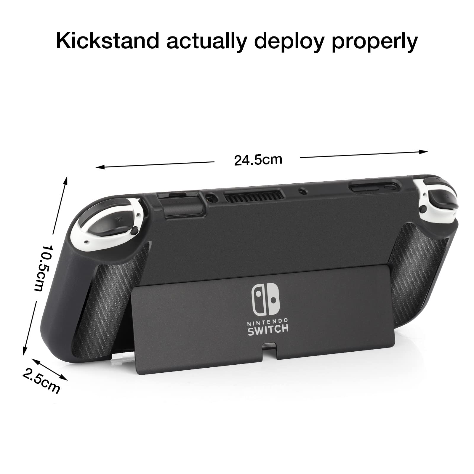 Trepcrow Protective Case Fit for Nintendo Switch OLED, TPU Grip and PC Protective Case Cover with Shock-Absorption Compatible with Nintendo Switch OLED Console,Black