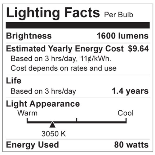 Satco S2260 80 Watt (120 Watt) 1600 Lumens PAR38 Flood 30 Degrees Clear Light Bulb, 2-Pack