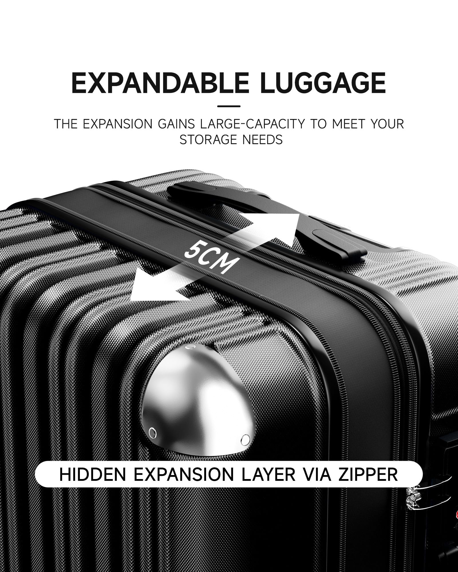 SunnyTour Expandable Luggage Sets with Double Spinner Wheels, 3 Piece Hard Suitcase Set for Short Trips and Long Travel, Blue
