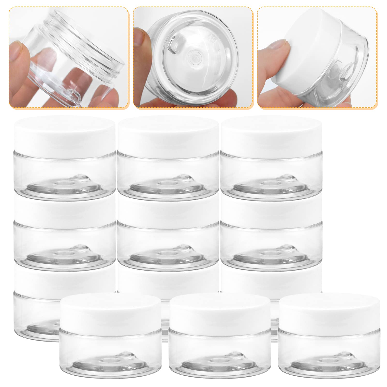 UPlama 24 Pack Cosmetic Containers, Plastic Sample Containers With Lids With Inner Liners Leakproof Wide-Mouth Travel Containers Jars Pots For Toiletry Makeup Cream Liquid Slime (1oz, White)