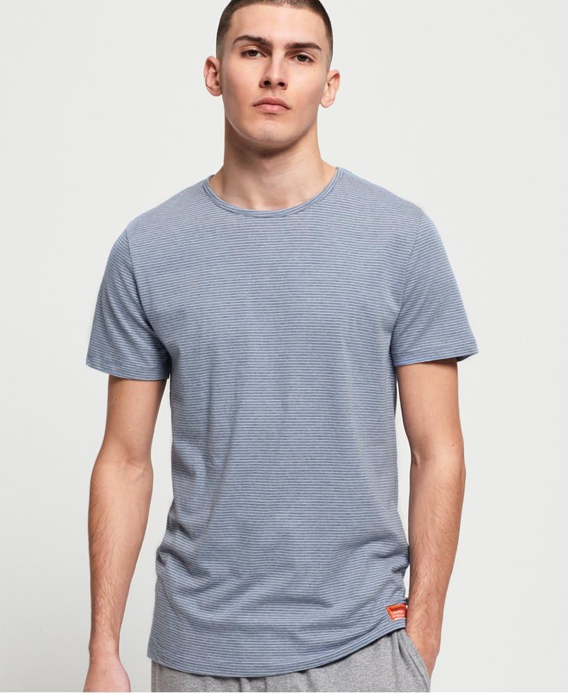 Superdry Mens Organic Cotton Sd Laundry Slim Fit Lounge T-Shirt Lounge Blue Feeder/Lounge Grey Marl Size M