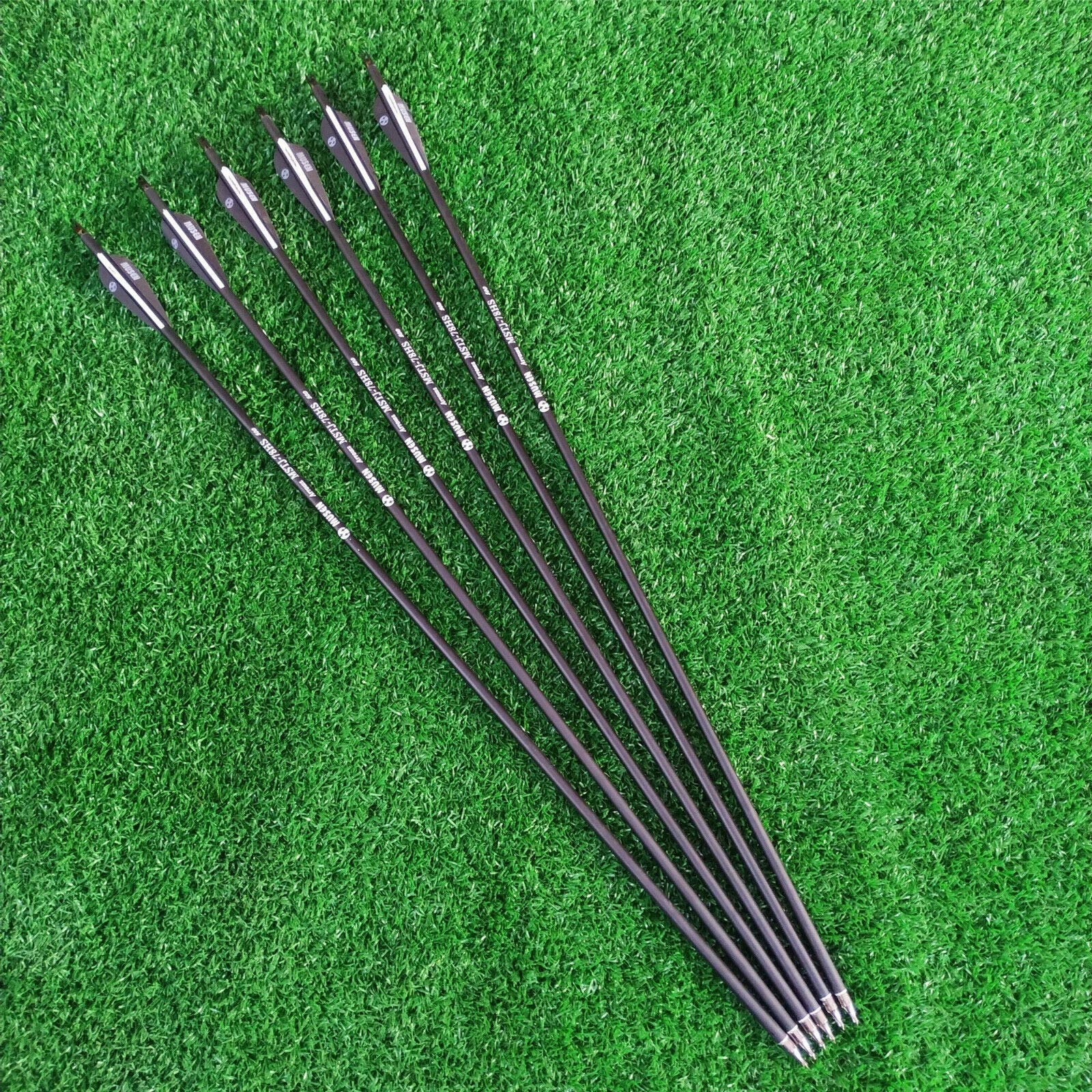 Sososhoot 12Pcs Archery 28" Carbon Arrows 2.95" Feather Spine 500 Hunting Arrows for Compound Bow Recurve Bow