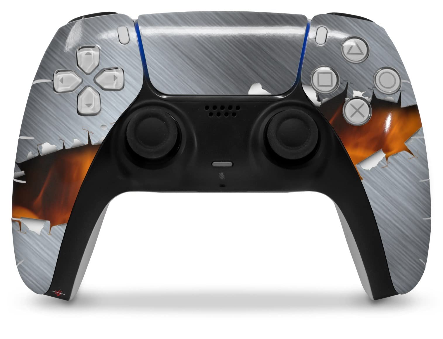 WraptorSkinz Skin Wrap compatible with Sony PS5 DualSense Controller Ripped Metal Fire (CONTROLLER NOT INCLUDED)