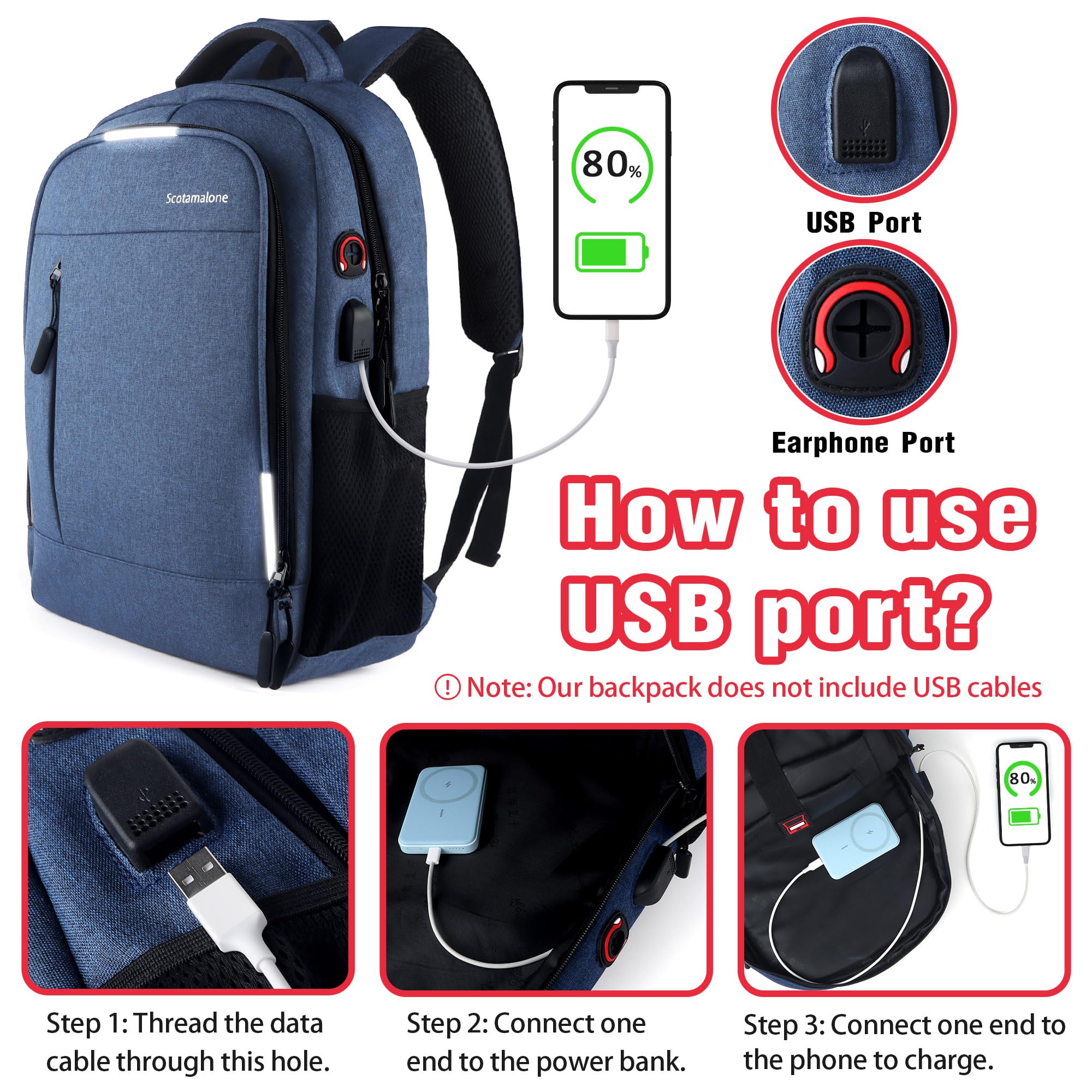 Scotamalone Travel Backpack Laptop Backpack for men women, Business hiking school college computer Bag