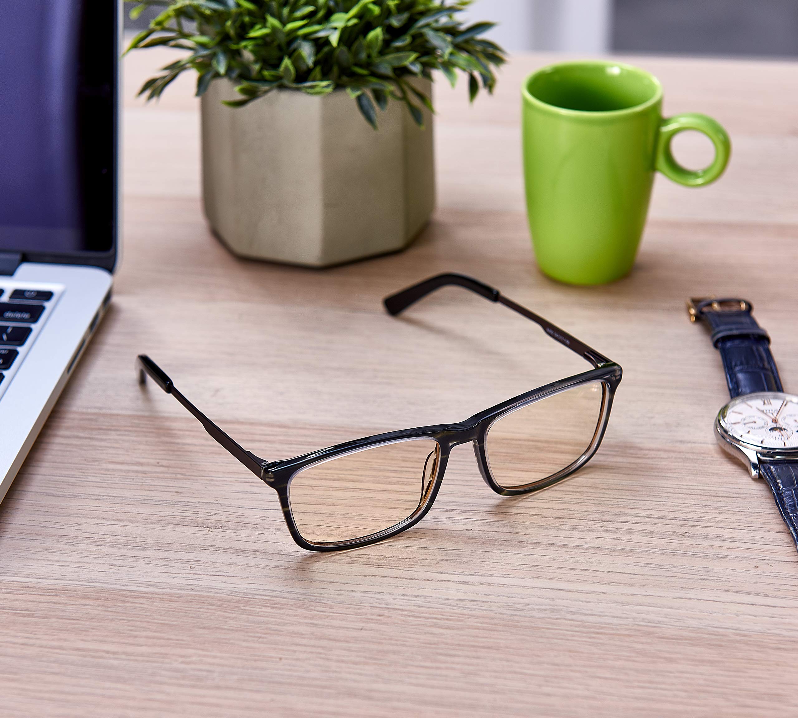 PROSPEK Blue Light Filter Glasses I Computer Eyeglasses for Men I Blue Light Blocking with Clear Lens I Anti Eyestrain I GRANITE