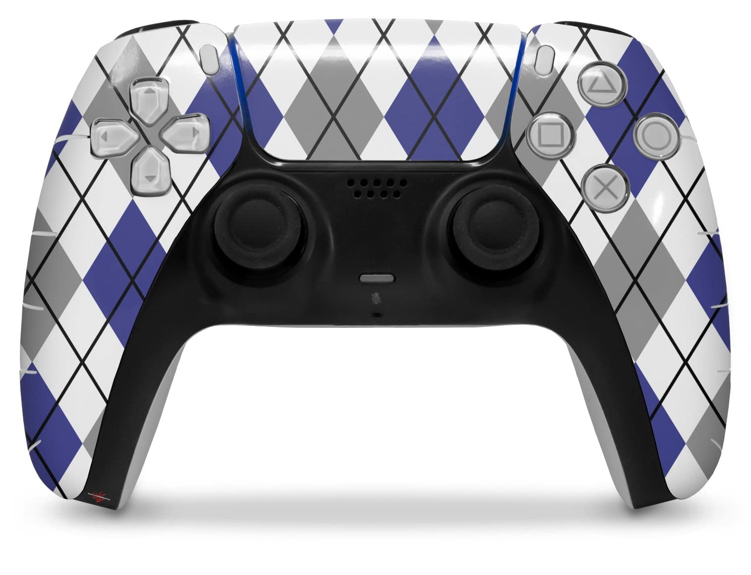WraptorSkinz Skin Wrap compatible with Sony PS5 DualSense Controller Argyle Blue and Gray (CONTROLLER NOT INCLUDED)