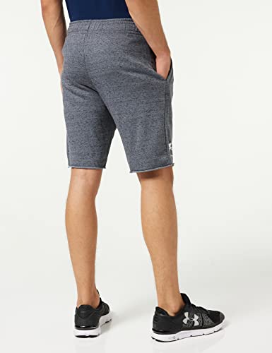 Under Armour Mens Rival Terry Shorts , Pitch Gray Full Heather (012)/Onyx White , Large