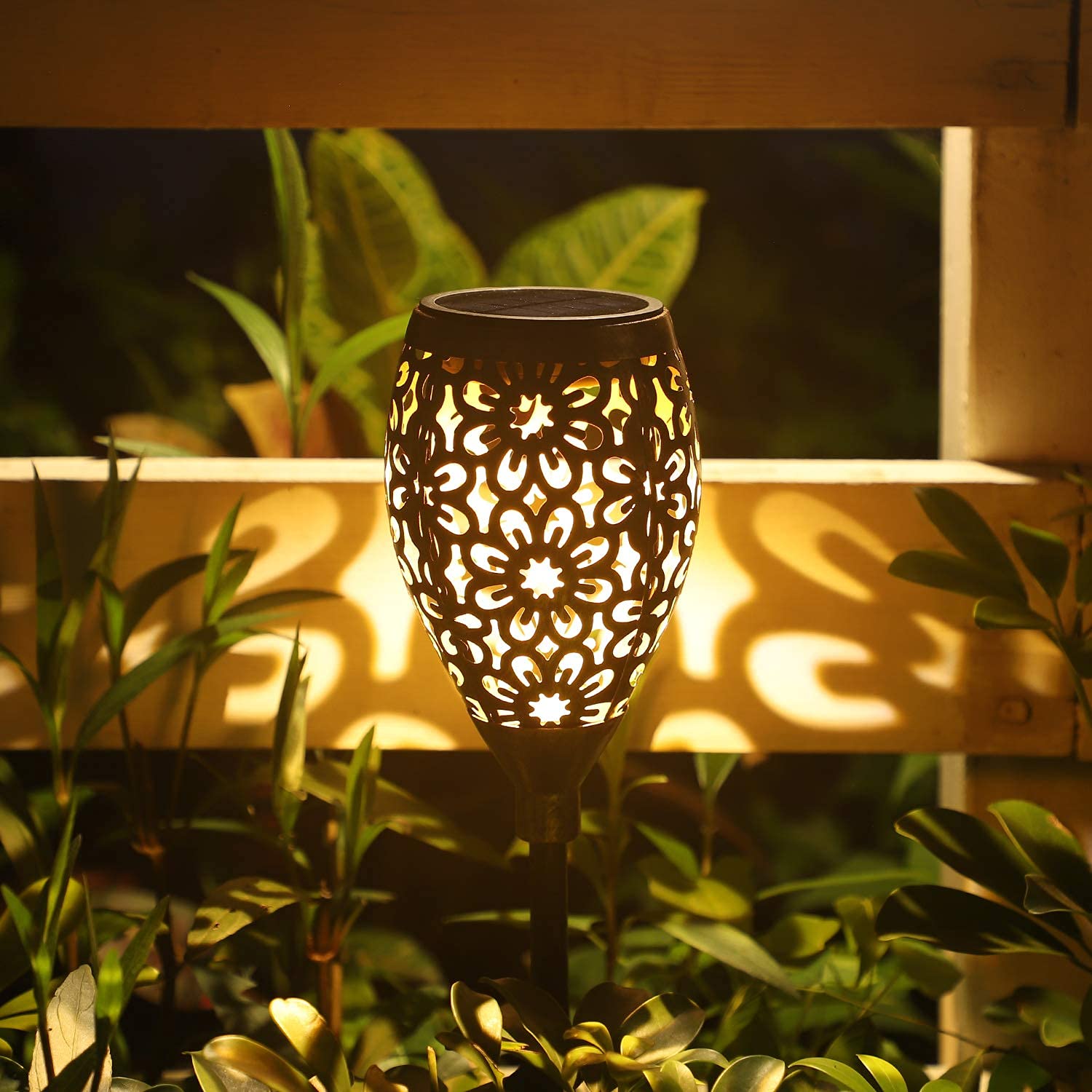 Ulmisfee Garden Solar Lights Pathway Outdoor Solar Lantern Stakes Lights Waterproof Warm White LED Decorative Metal Lamp for Christmas, Yard, Lawn, Patio, Courtyard (2 Pack Solar Pathway Lights)
