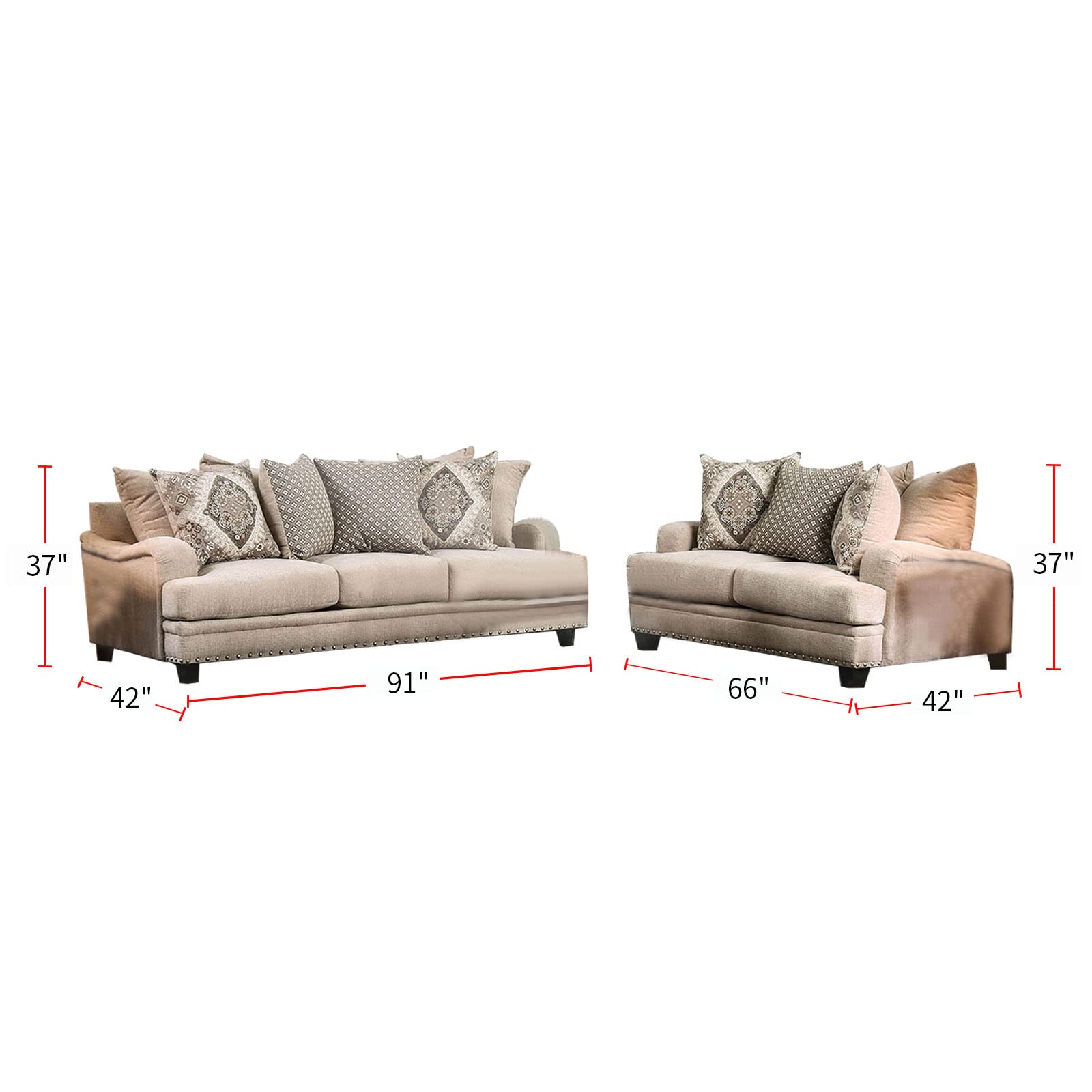 simple relax SR03SM3074-2PC Sofa Set, Light Brown