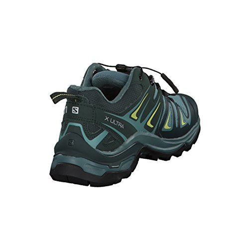 Salomon X Ultra 3 Gore-TEX Hiking Shoes for Women, Artic/Darkest Spruce/Sunny Lime, 8