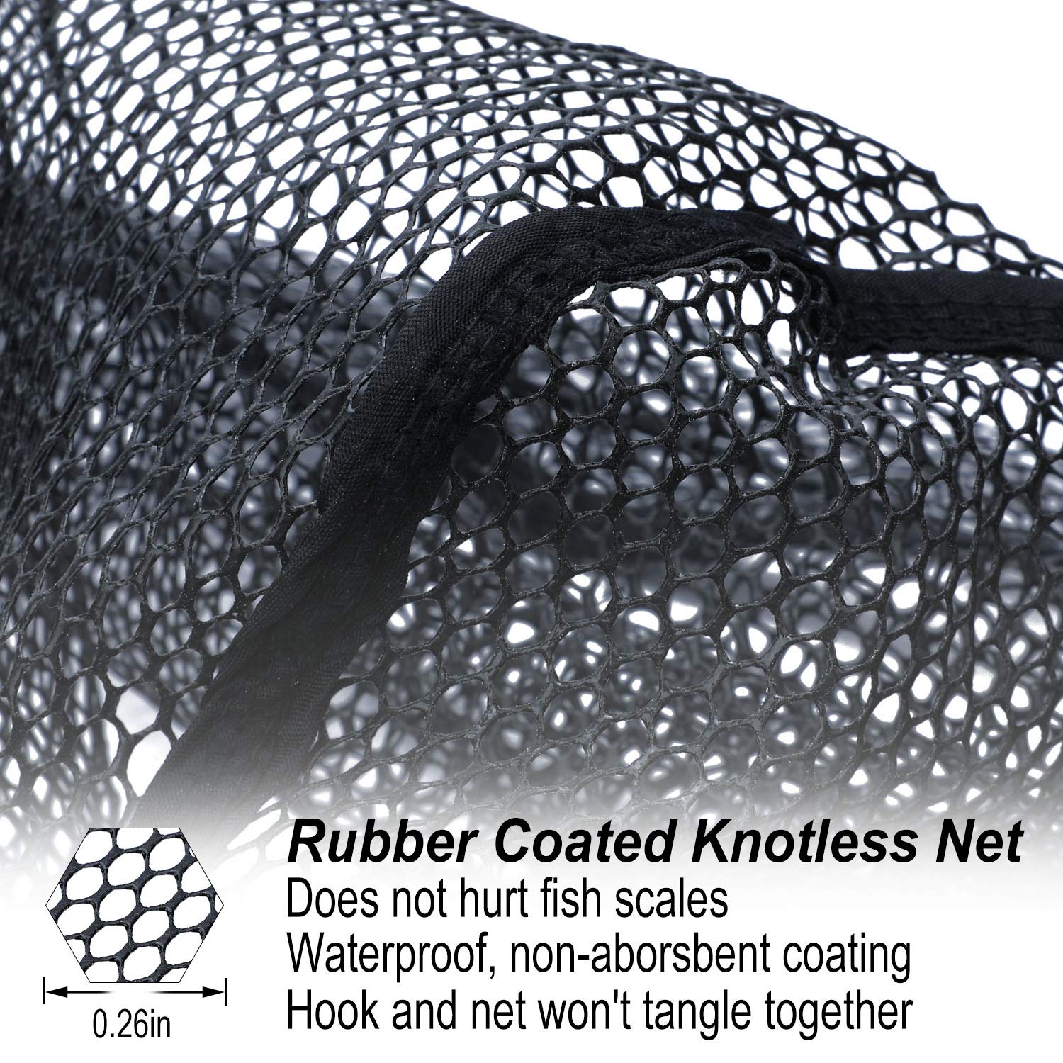 Sougayilang Fishing Net Fish Landing Net, Foldable Collapsible Telescopic Pole, Durable Nylon Material Mesh, Safe Fish Catching or Releasing-RSJ115CM