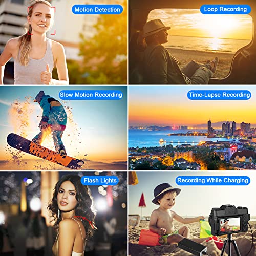 Vlogging Camera, Acoletty 4K 48MP Digital Cameras for Photography, 16X Digital Zoom, 52mm Wide Angle Lens, Macro Lens, 2 Batteries & Charging Stand, 32GB TF Card, 3.0" IPS 30FPS 180°Flip Screen Black