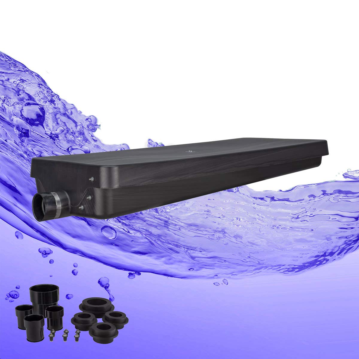 RecPro 3 Gallon Black Waste Water RV Holding Tank 22ā x 54ā x 8ā | Fitting Kit Included | Made in America
