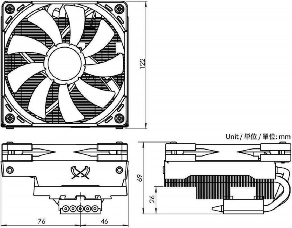 Scythe Big Shuriken 3 CPU Air Cooler, 120mm Low Profile (69mm Tall), Intel LGA1151, AMD AM4/Ryzen