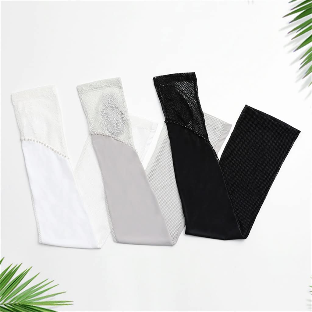 Summer Driving Gloves Women's Ice Silk Sleeves Arm Guards Lace Long Sleeves Thin (Color : B, Size : Length 57cm)