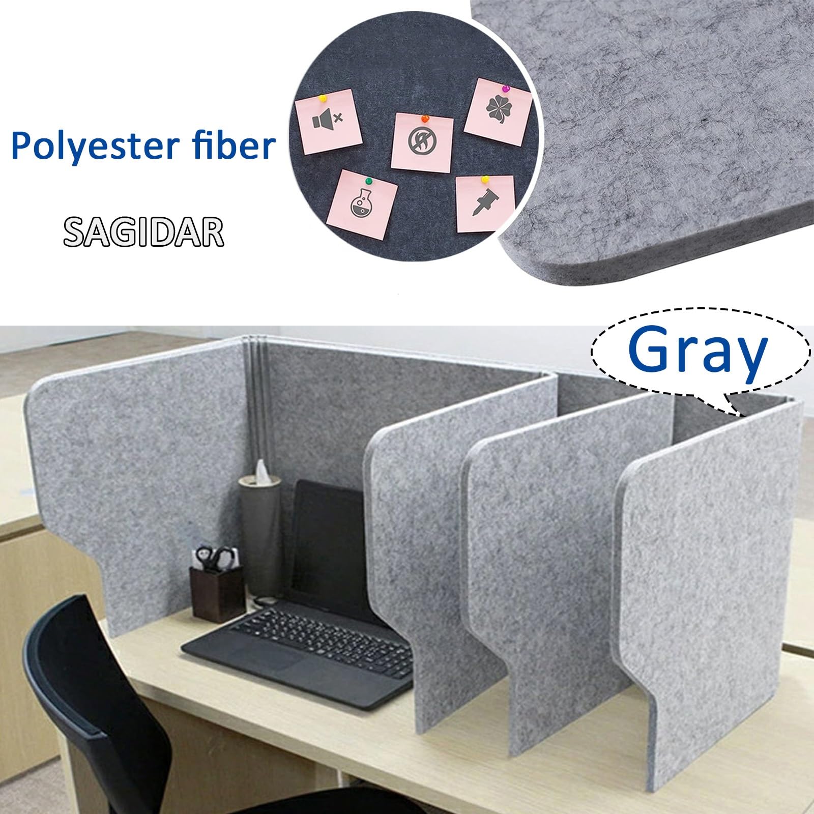 SAGIDAR Desk Barrier Partition Protector, Desk Panels 60/80/100cm, Desktop Privacy Panel, Tabletop Divider Sound Absorbing, Thickness 9mm, for Schools or Offices
