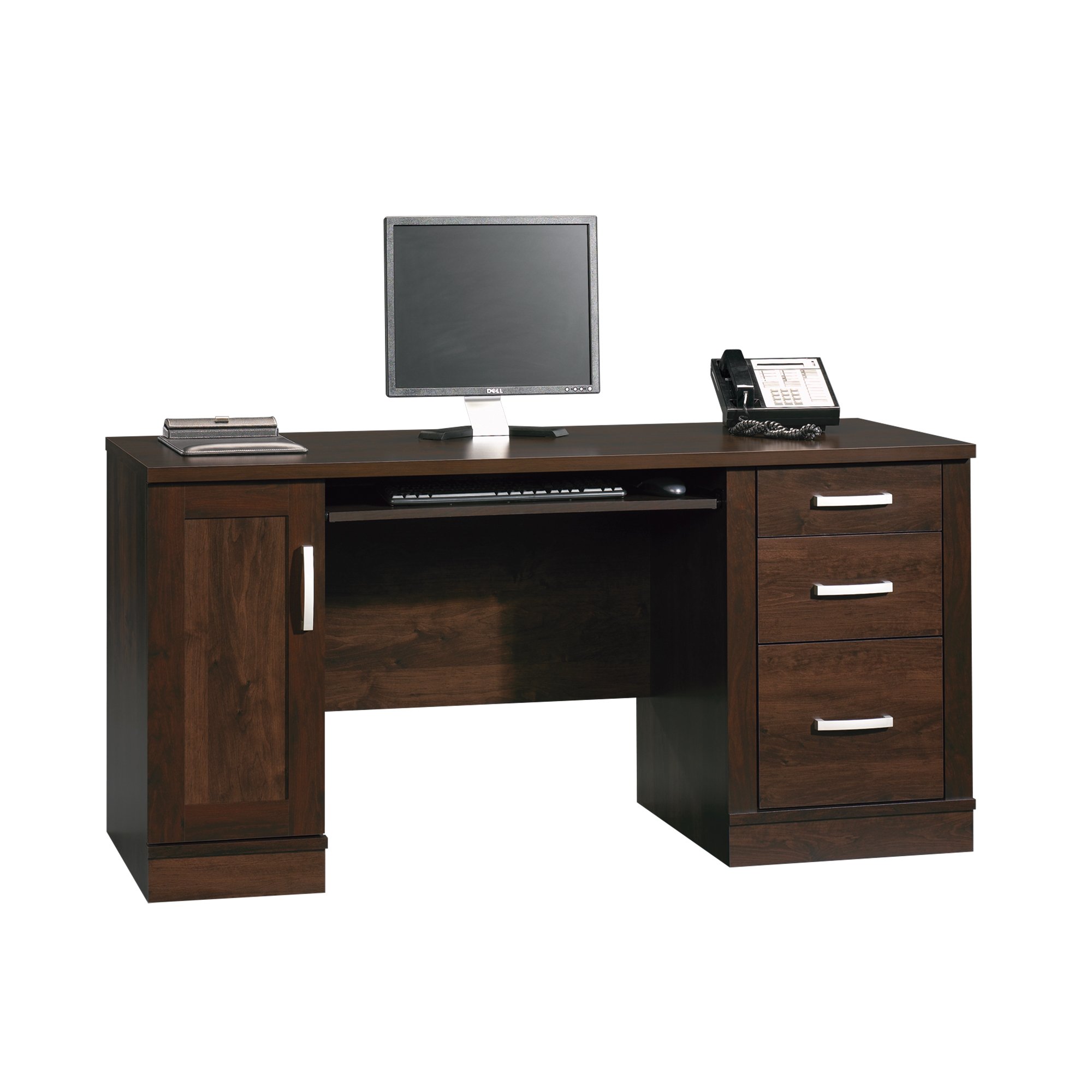 Sauder Office Port Credenza, Dark Alder finish