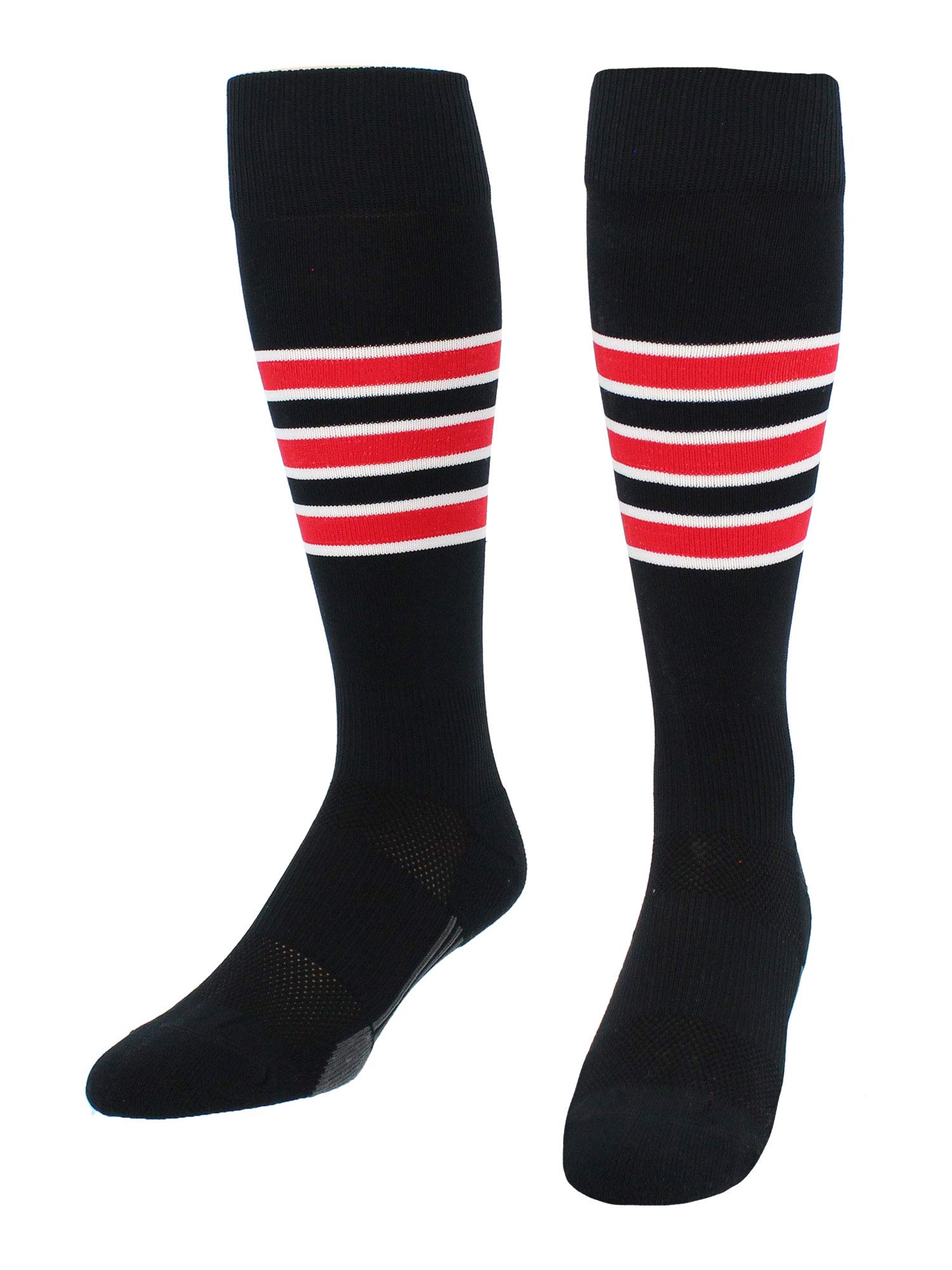 TCK Performance Baseball/Softball Socks (Black/White/Scarlet, Small)