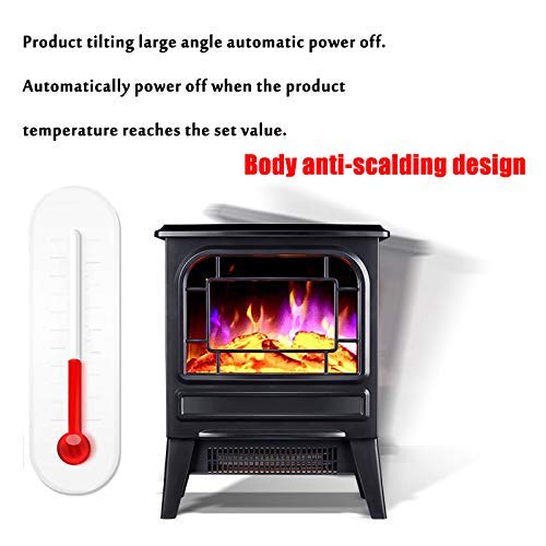 TEmkin Electric Stove Fireplace Heater, 1800W Freestanding Fires Modern Fireplace Portable Stove Realistic Flame Real Logs Burning Effect