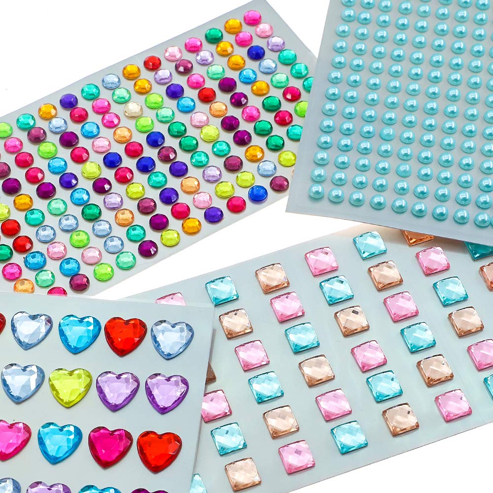 YIQIHAI 1388pcs Jewels Stickers Self Adhesive Gems Rhinestone Stickers for Kids Craft, Assorted Size