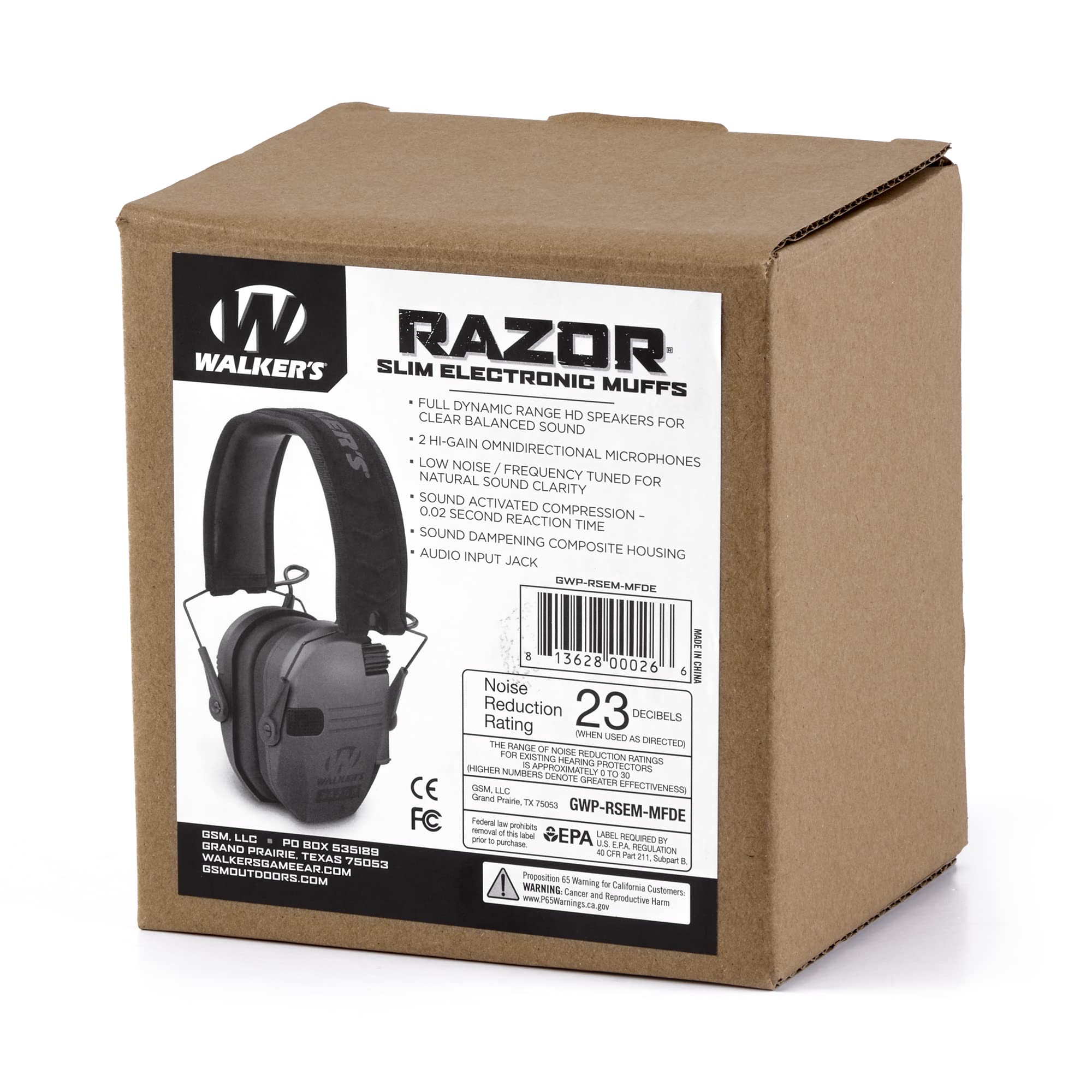Walker's Razor Slim Shooter Electronic Hunting Folding Hearing Protection Earmuffs with 23dB Noise Reduction & Sound Amplification, Dark Earth, 3 Pack