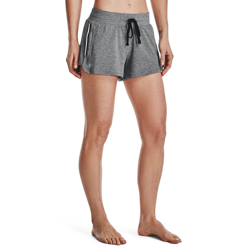 Under Armour Recover Sleep Shorts, Black Fade Heather (001)/Metallic Silver, Small