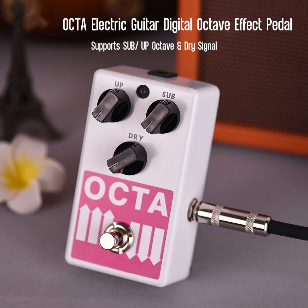 summina Electric Guitar Precise Polyphonic Octave Generator Effect Pedal Supports SUB/UP Octave & Dry Signal Full Metal Shell with True Bypass