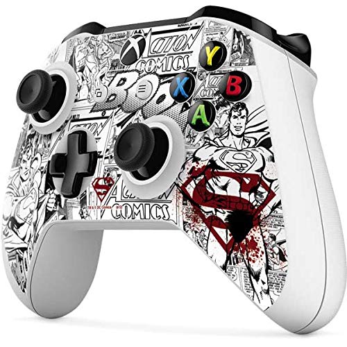Skinit Decal Gaming Skin compatible with Xbox One S Controller - Officially Licensed Warner Bros Superman Comic Logo in Red Design