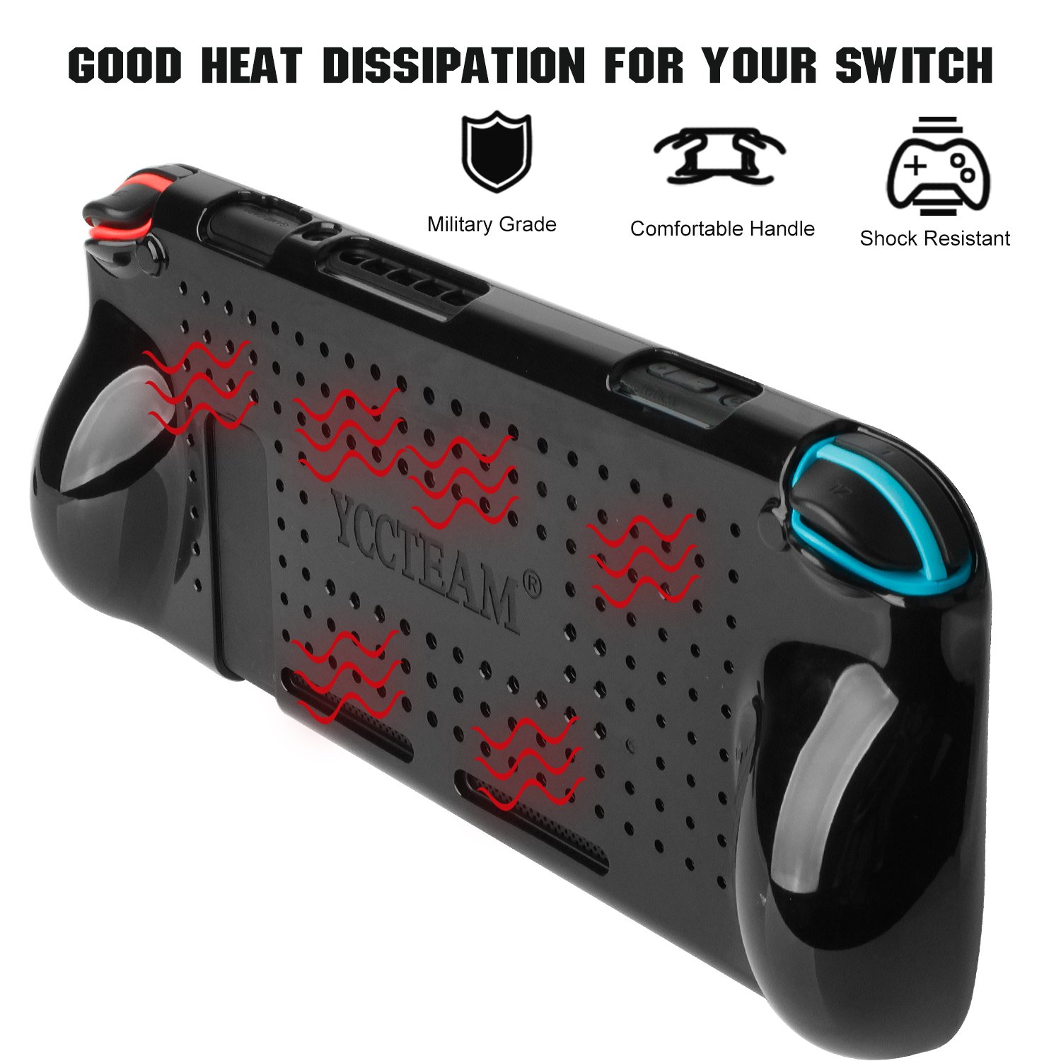 Protective Case for Nintendo Switch 2018,Grip Cover Case with Shock-Absorption and Anti-Scratch Design Soft & Comfortable TPU Case for Nintendo Switch Console (Black)