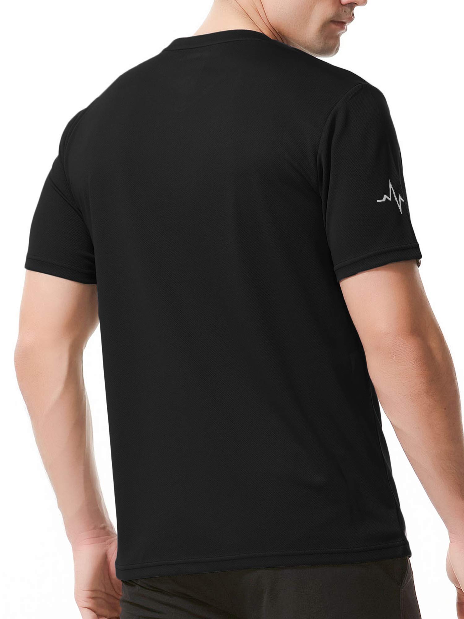WanNiu Men's 3 Pack Workout Shirt Dry Fit Athletic Gym Short Sleeve Mesh Moisture Wicking, Black Grey Navy, Large